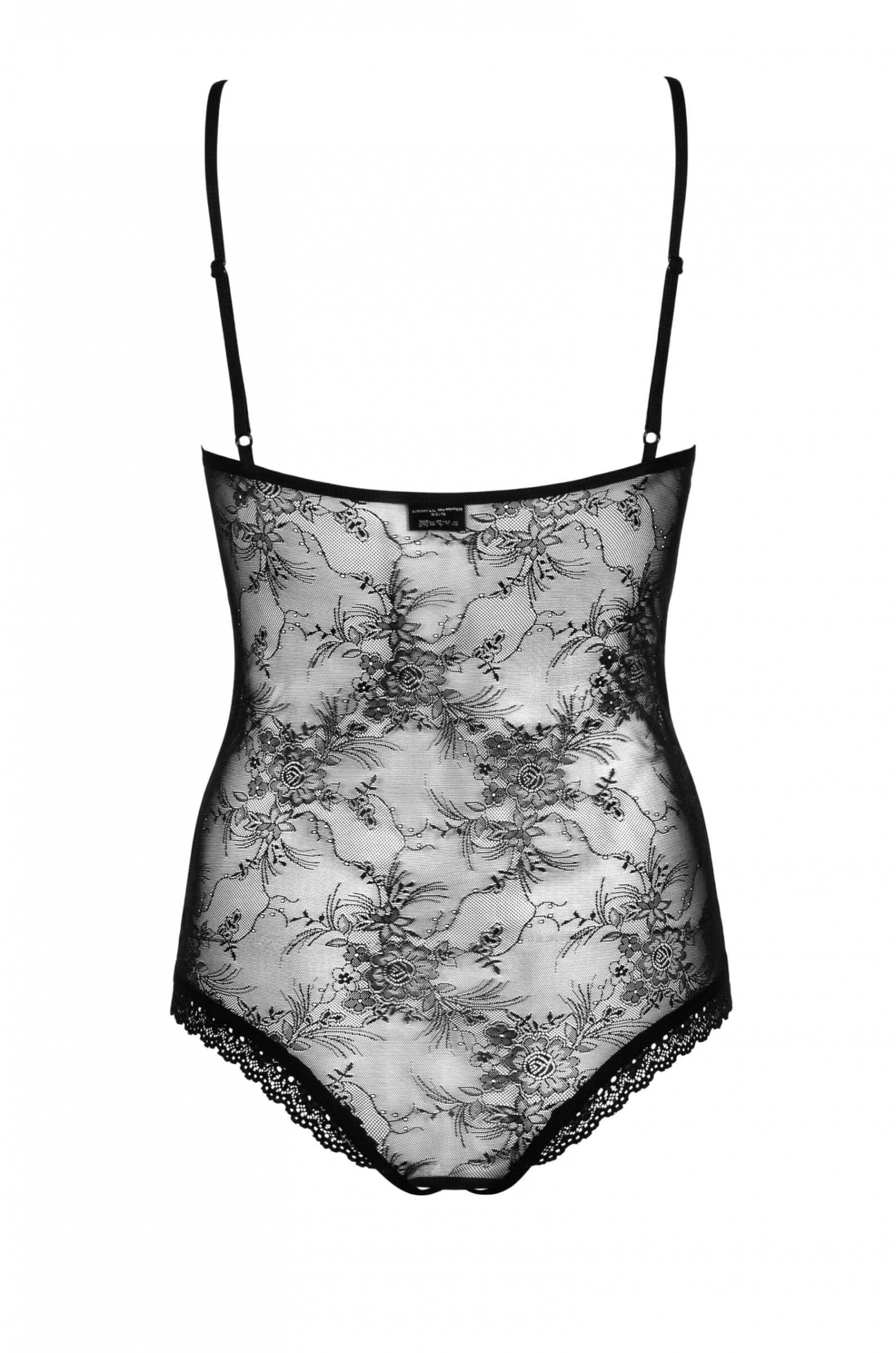 Obsessive Slevika - elöl fűzős, nyitott csipke body (fekete) | Amina ...